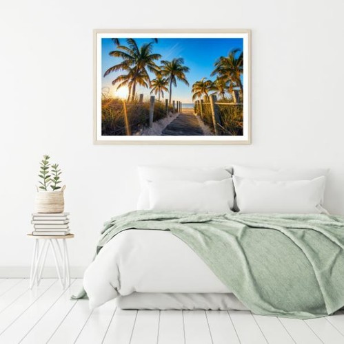 Wooden Path to Sea & Palm Trees Print Premium Poster High Quality ...