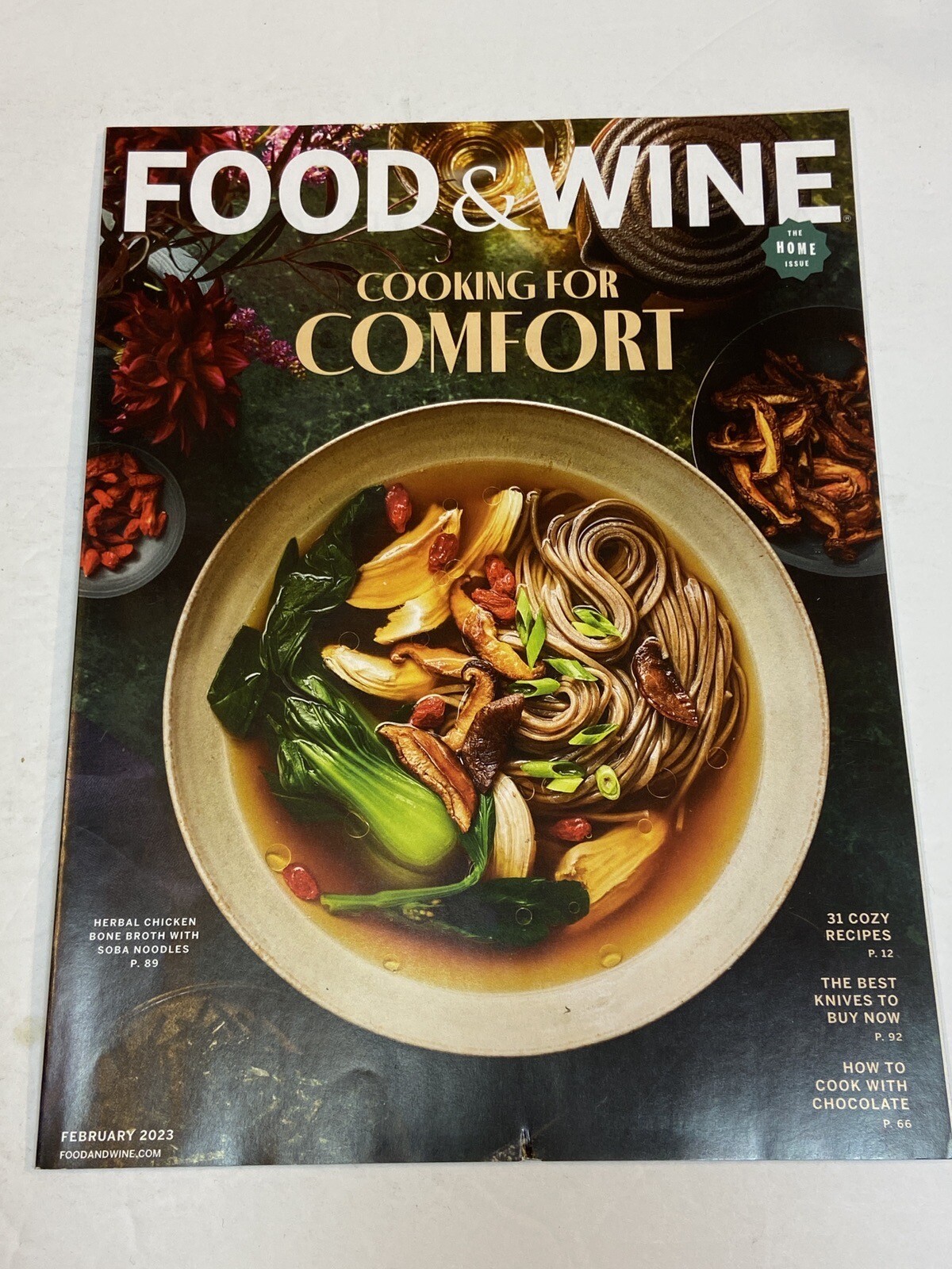 Food Wine Magazine Feb 2023 Soba Noodles Soup Knives Chocolate Sozy ...