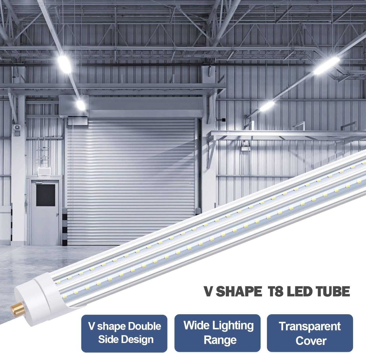 8FT LED Bulbs, 90W 6000K T8 T12 LED Tube Lights, FA8 Single Pin V ...
