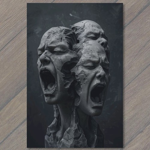 5x7" Screaming Faces Frozen Masks Halloween Weird Strange Unusual ...