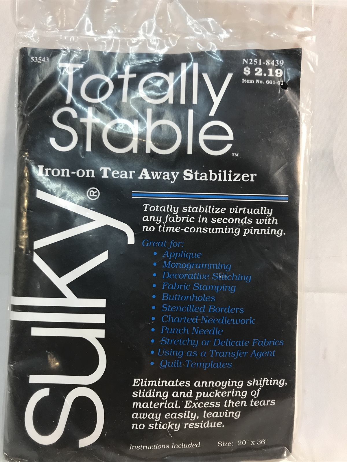 Sulky Ultra Solvy Water Soluble Stabilizer - 102428 for sale online | eBay