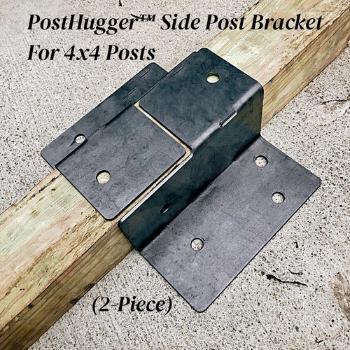 PostHugger™ 2-Piece Railing / Side Post Brackets For 4x4 or 4x6 Posts ...