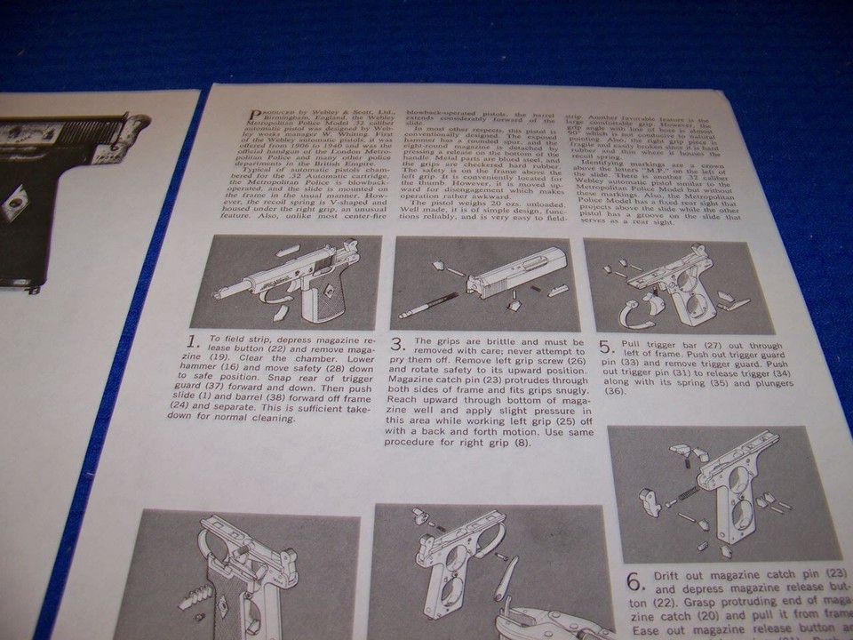 WEBLEY METROPOLITAN POLICE PISTOL..TAKEDOWN/EXPLODED VIEW/PARTS LEGEND ...