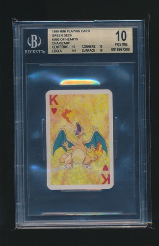 CHARIZARD 1999 POKEMON MINI PLAYING CARD GREEN DECK KING OF HEARTS ...