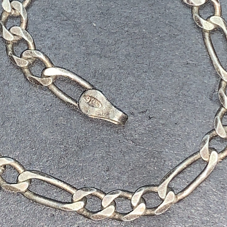 Sterling Silver 925 Lot Necklace D33 Vintage Look Figaro Chain Link ...