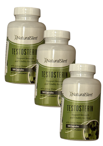 3 Pack NaturalSlim Testosterin 180 Capsules Strength Vitality for Men ...
