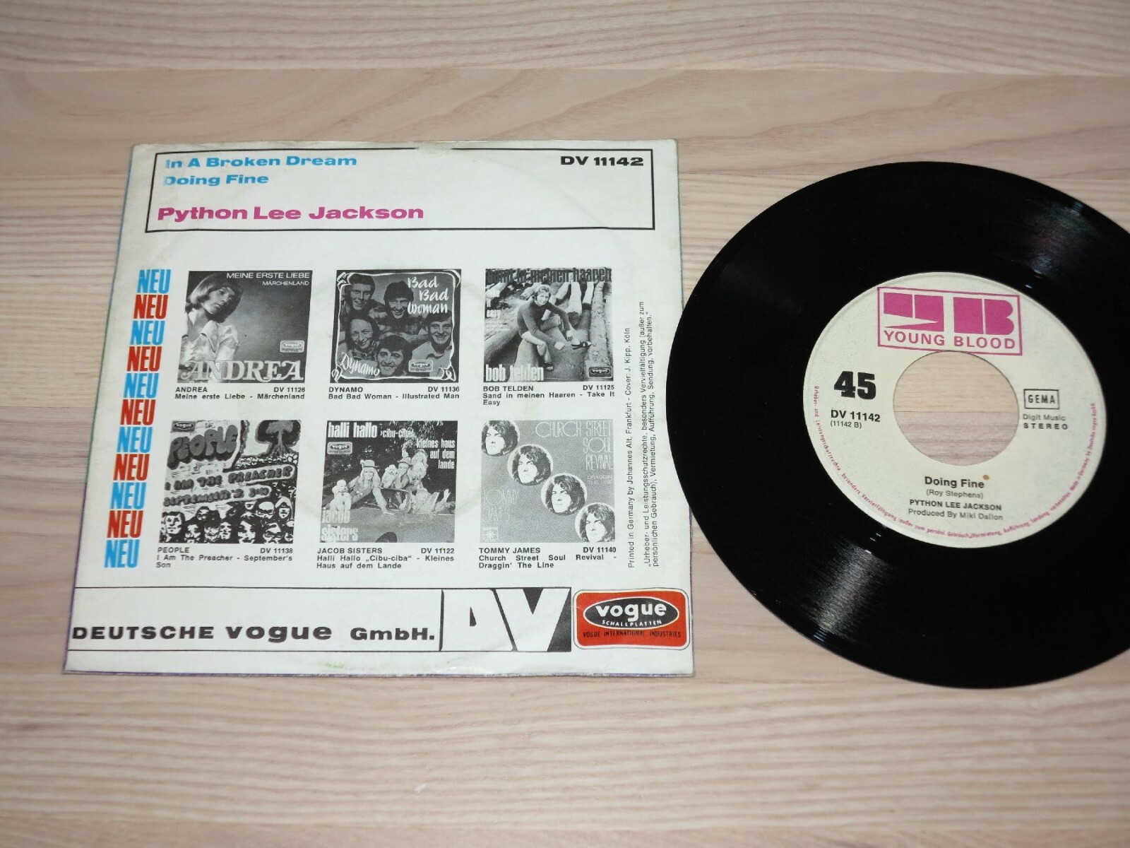 Python Lee JACKSON 7 " Single - IN A Broken Dream / German Vogue Press ...