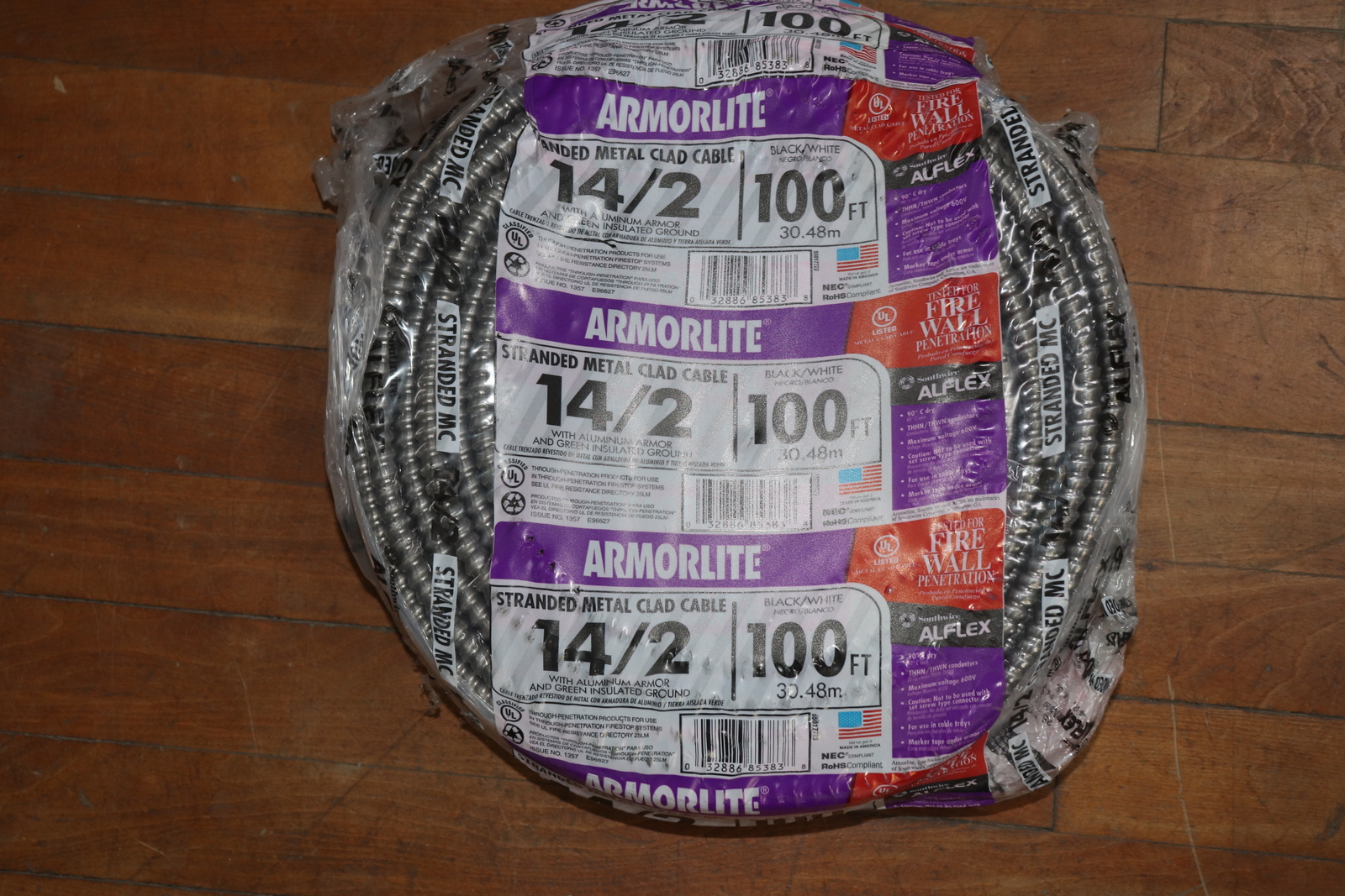 (1-Pk) Armorlite 14-Gauge 2-Conductor Type MC Cable Aluminum 100 Ft ...