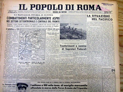 3 1943 WW II Rome ITALY Fascist newspapers GERMANY defeat NORTH AFRICA ...