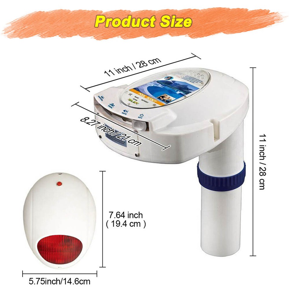 Swimming Pool Alarm Above/Inground Safety Guard Motion Sensor + In-home ...