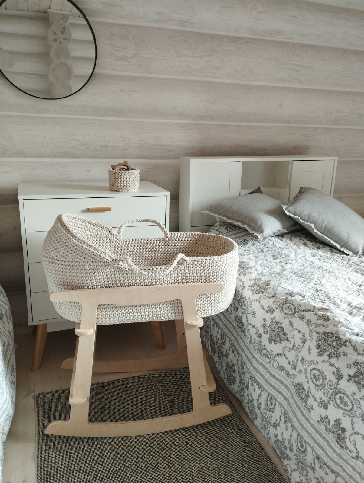 Baby bassinet Moses basket with stand Handmade cradle Crochet newborn ...