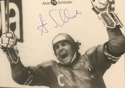 Autogramm Alois SCHLODER Eishockey Bronze Olympia 76, Karte aus 80er ...