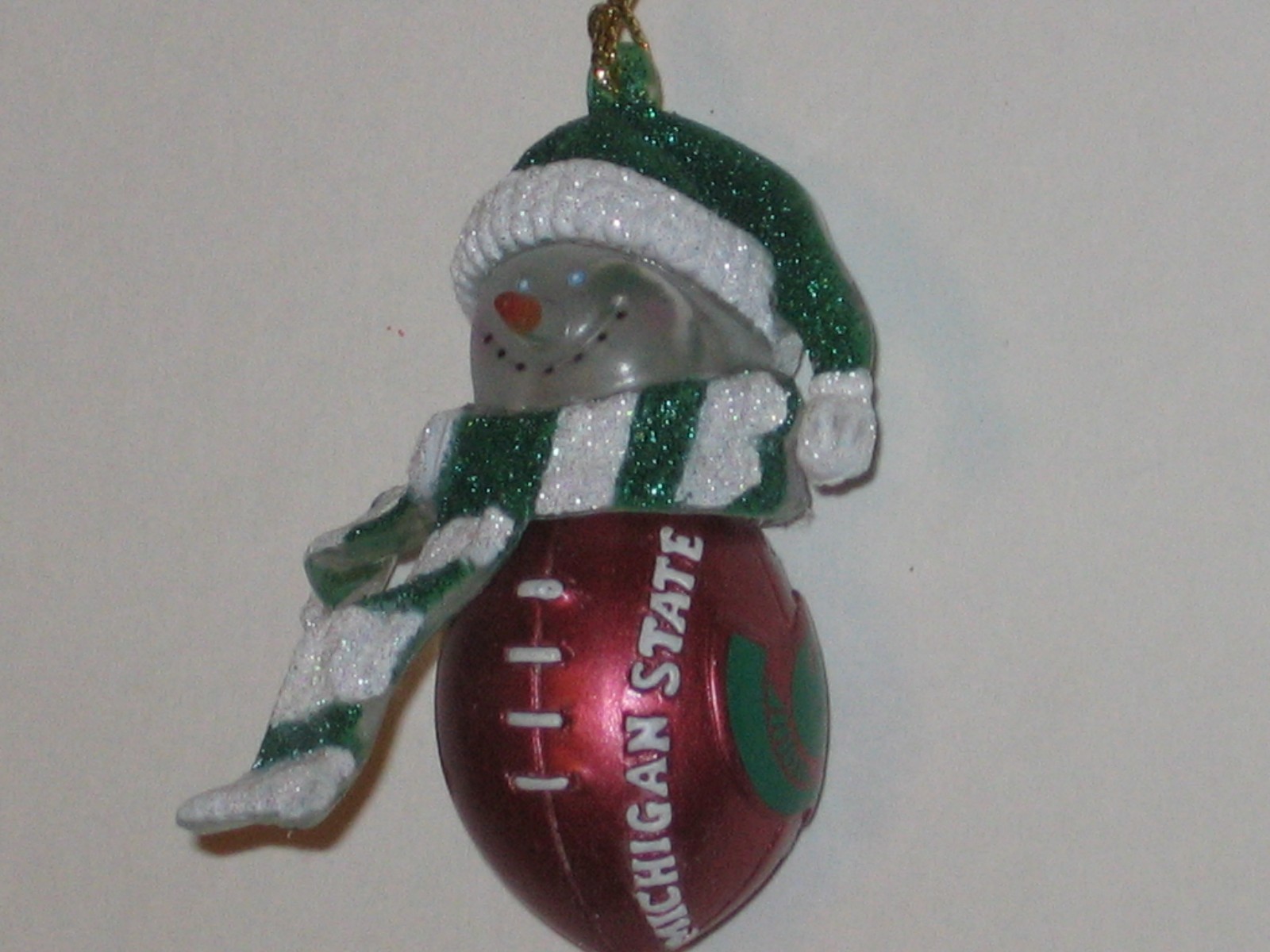 Michigan State Spartan 2.75" Striped Snowman w/ Scarf Hanging Christmas ...