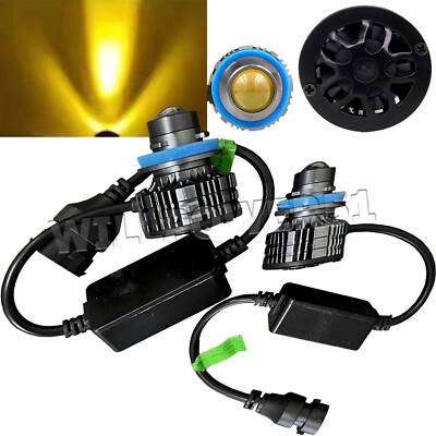 2x Low Beams 21W 8000LM LED H11 Bulbs Projector Lens High Power Amber ...