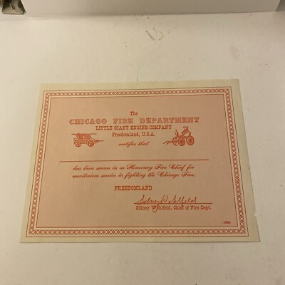 VINTAGE FREEDOMLAND CHICAGO FIRE DEPARTMENT HONORARY FIRE CHIEF ...