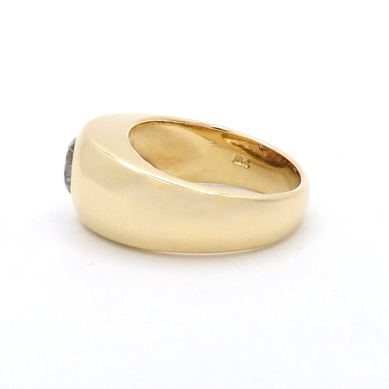 18k Gold Natural Fancy Golden Champagne Diamond Ring Burnish Set 10gr ...