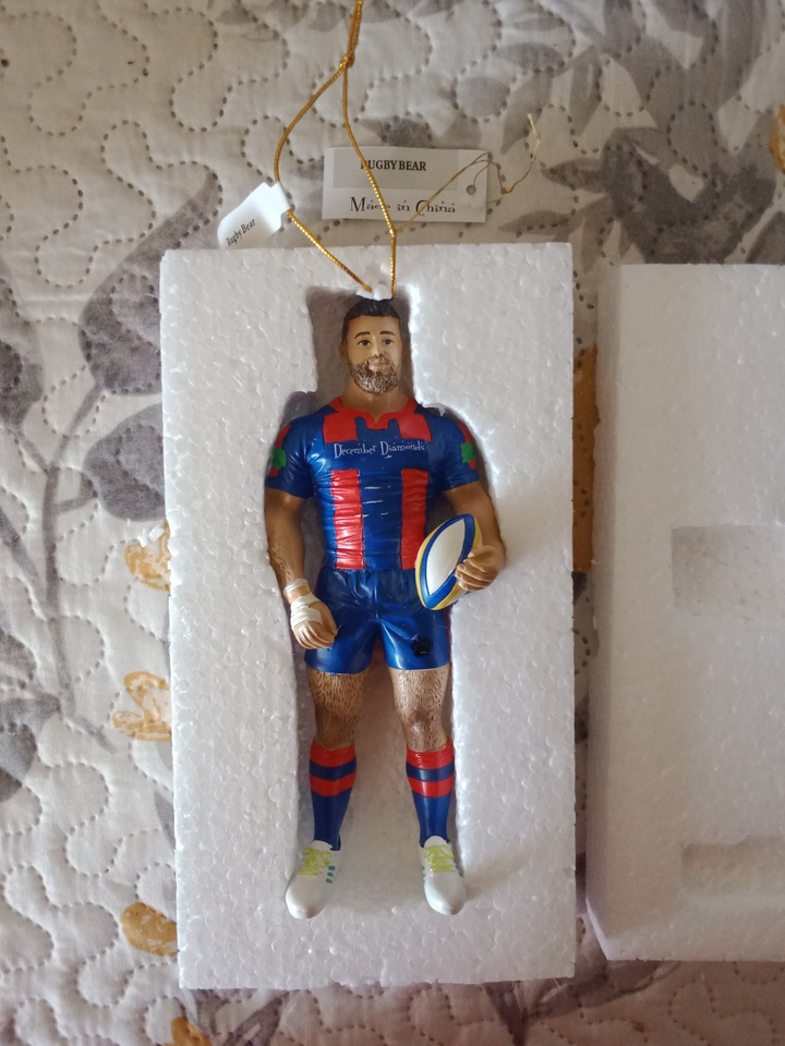 December Diamonds Poke the Bear Rugby Bear Christmas Tree Ornament NRFB ...