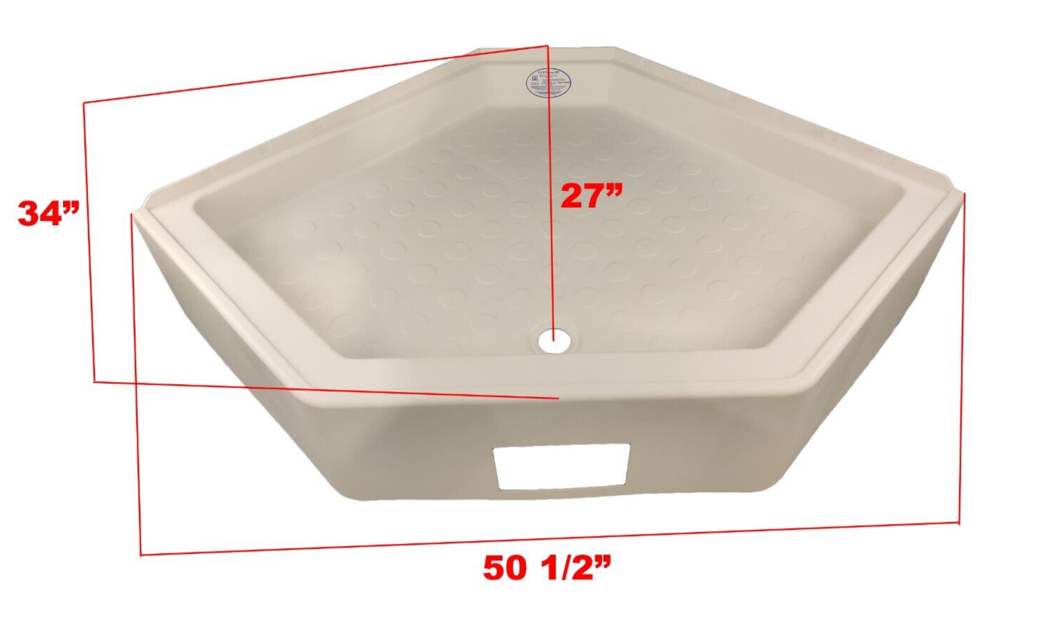RV Corner Shower Pan Base 36" White Center Drain Trailer Camper Wash ...
