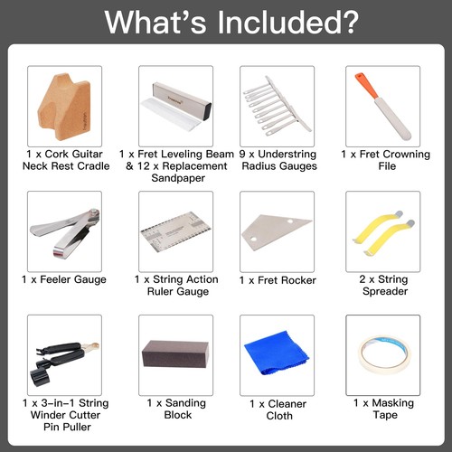 Guitar Setup Tool Kit, Luthier Repair Tool Kit, Fret Leveling Kit ...