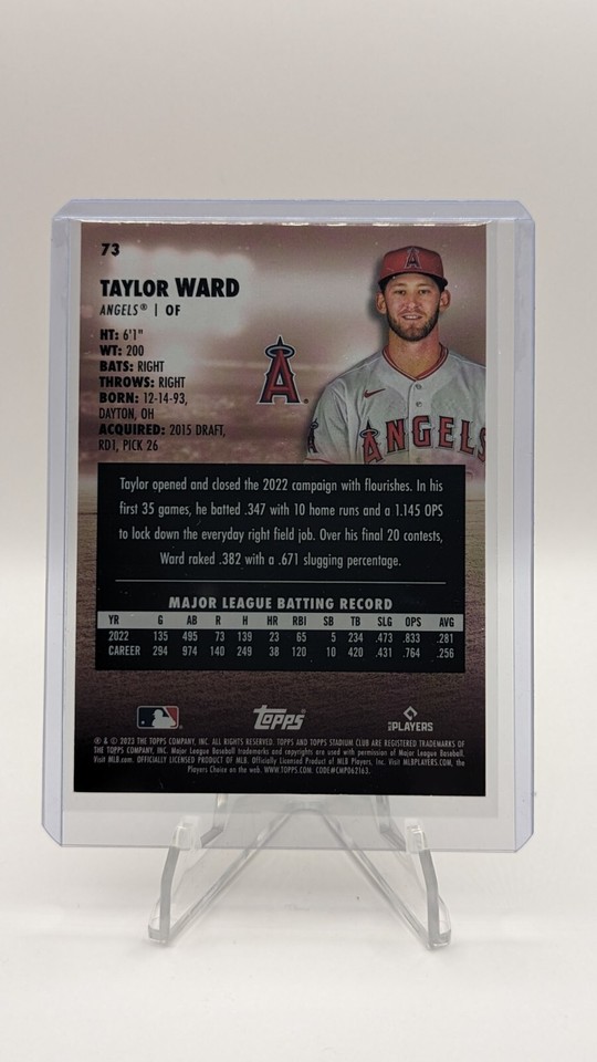 2023 Topps Stadium Club #73 *Black Foil* Taylor Ward MLB L.A. Angels | eBay