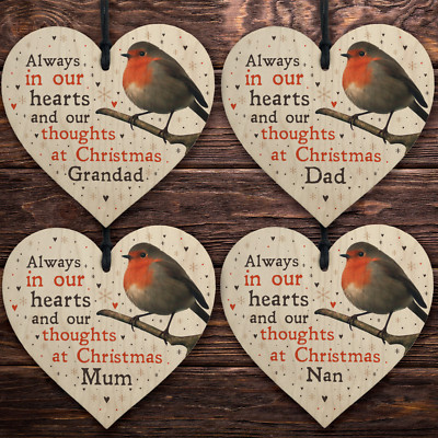 Robin Christmas Tree Hanging Plaque Decoration Memorial Bauble Mum Dad ...