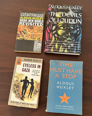 Lot Of 4 Vintage Aldous Huxley Books gaza time devils brave new world ...