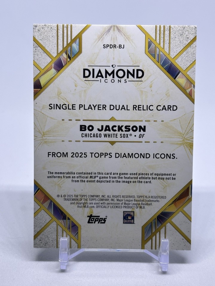 2025 Topps Diamond Icons Bo Jackson Dual GAME USED Relic Jersey Patch 1 ...