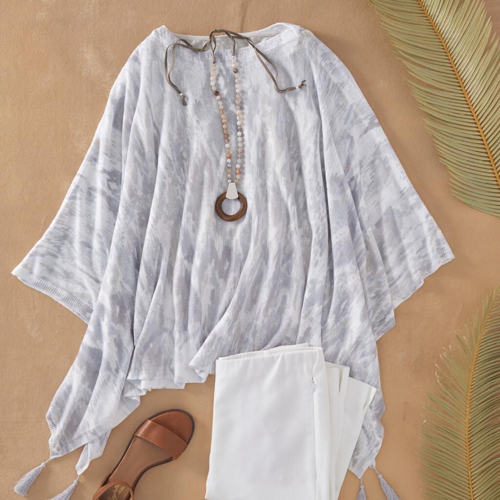 J.Jill ~ One Size ~ NEW Excellent Pure Jill Watercolor Ikat Poncho ...