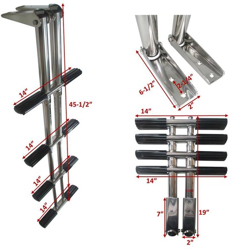Pactrade Marine Telescopic Boat Dive Ladder, Stainless Steel, 4 Step | eBay