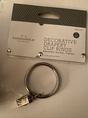 Threshold Decorative Drapery clip rings 14 Pk brushed nickel finish 1 1 ...