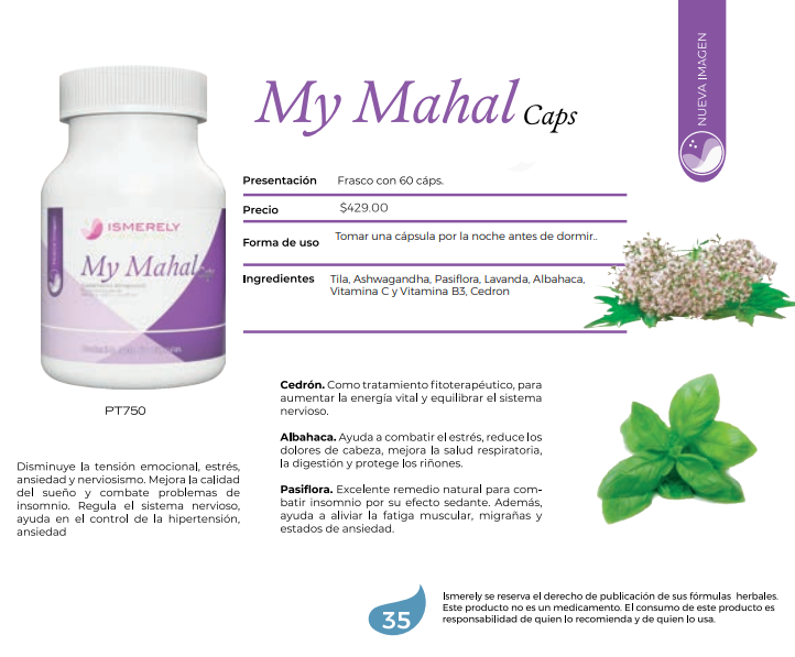 My Mahal Caps Ismerely Products, 60 caps disminuye el estres insomnio y ...
