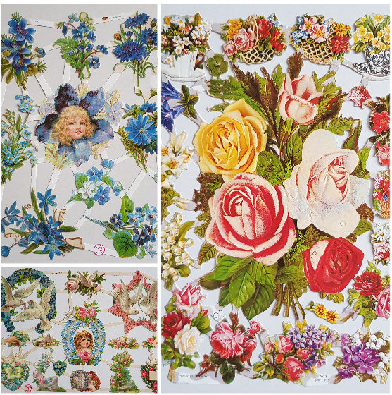 Vintage Style Floral Paper Scraps Roses Doves Flowers Decoupage ...