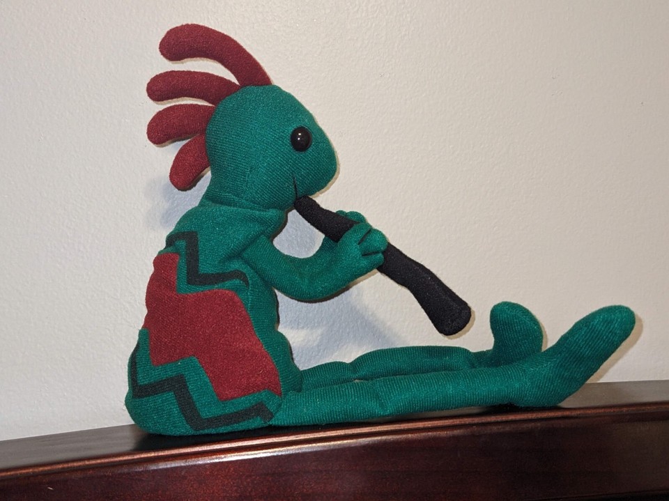 Vintage 1998 - Green Kokopelli Magical Plush Flute Player Bean Doll 12 ...