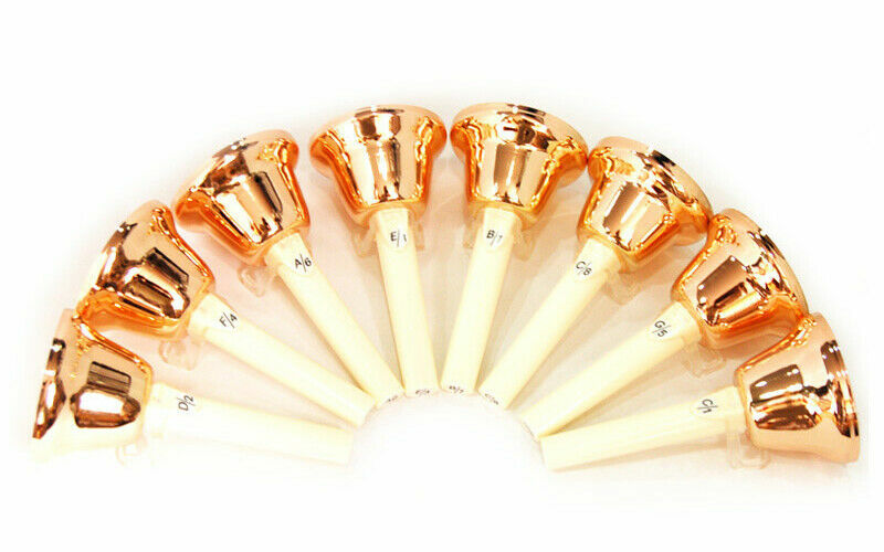 HANDBELL 8PCS COPPER HAND BELLS 8 NOTE HANDBELL SET + BAG TRADITIONAL ...