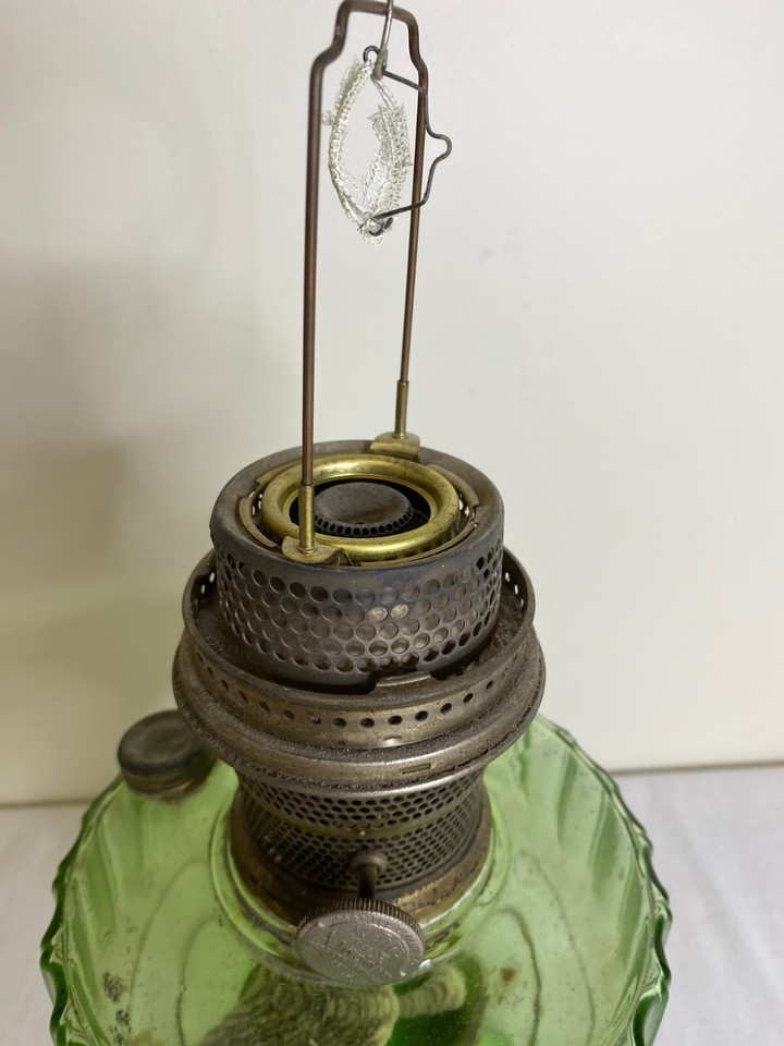 Vintage Aladdin Green Glass Oil Lamp | eBay