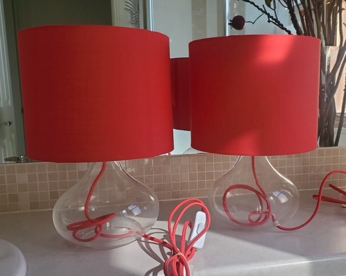 Pair of FREEDOM Desk or Bed side Lamps , Glass Body. Elegant and ...