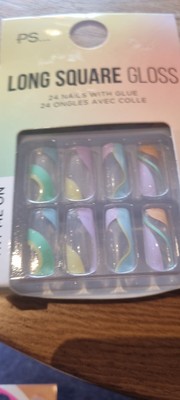 Primark PS false nails Long square gloss 24 nails with glue | eBay