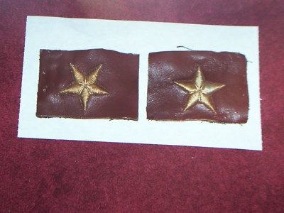2 - ORIG. WW II BROWN LEATHER BRIGADIER GENERAL RANK PATCHES FOR ...