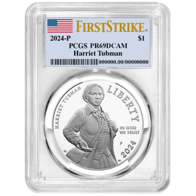 2024-P $1 Proof Harriet Tubman Silver Coin PCGS PR69DCAM FS Flag Label ...