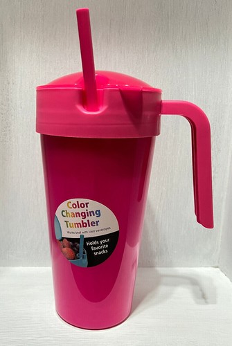 Mainstays 24 Ounce Plastic Snack/Drink Tumbler w/Straw Color Change ...