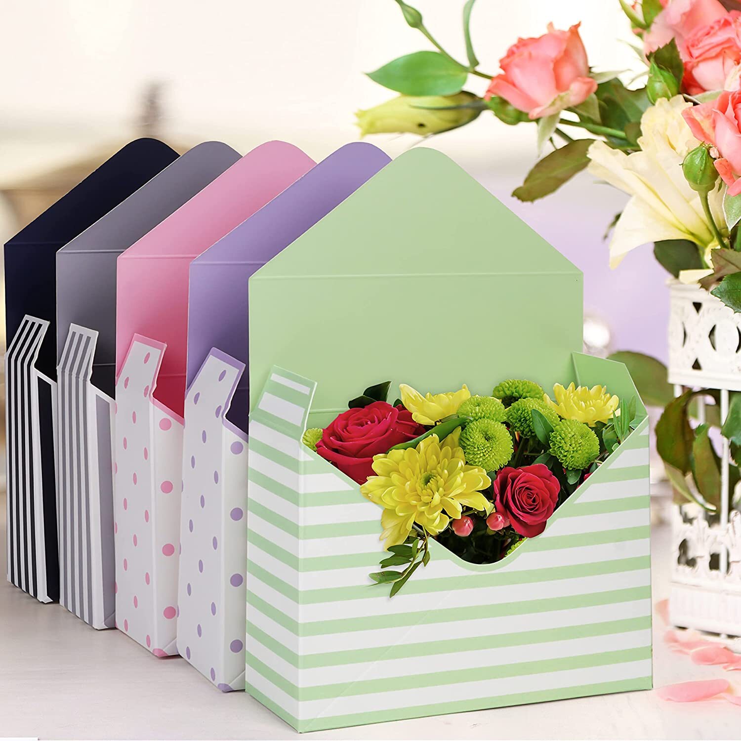 Belle Vous Flower Bouquet Envelope Florist Paper Gift Box (5 Pack ...