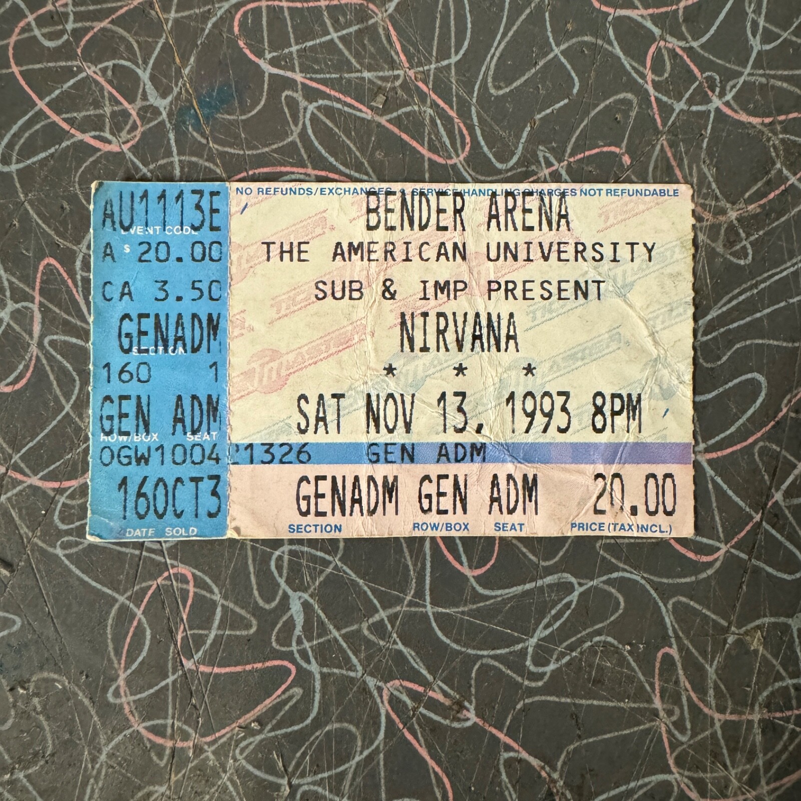 1993 NIRVANA IN UTERO TOUR Bender Arena Washington DC Nov 13 Concert ...
