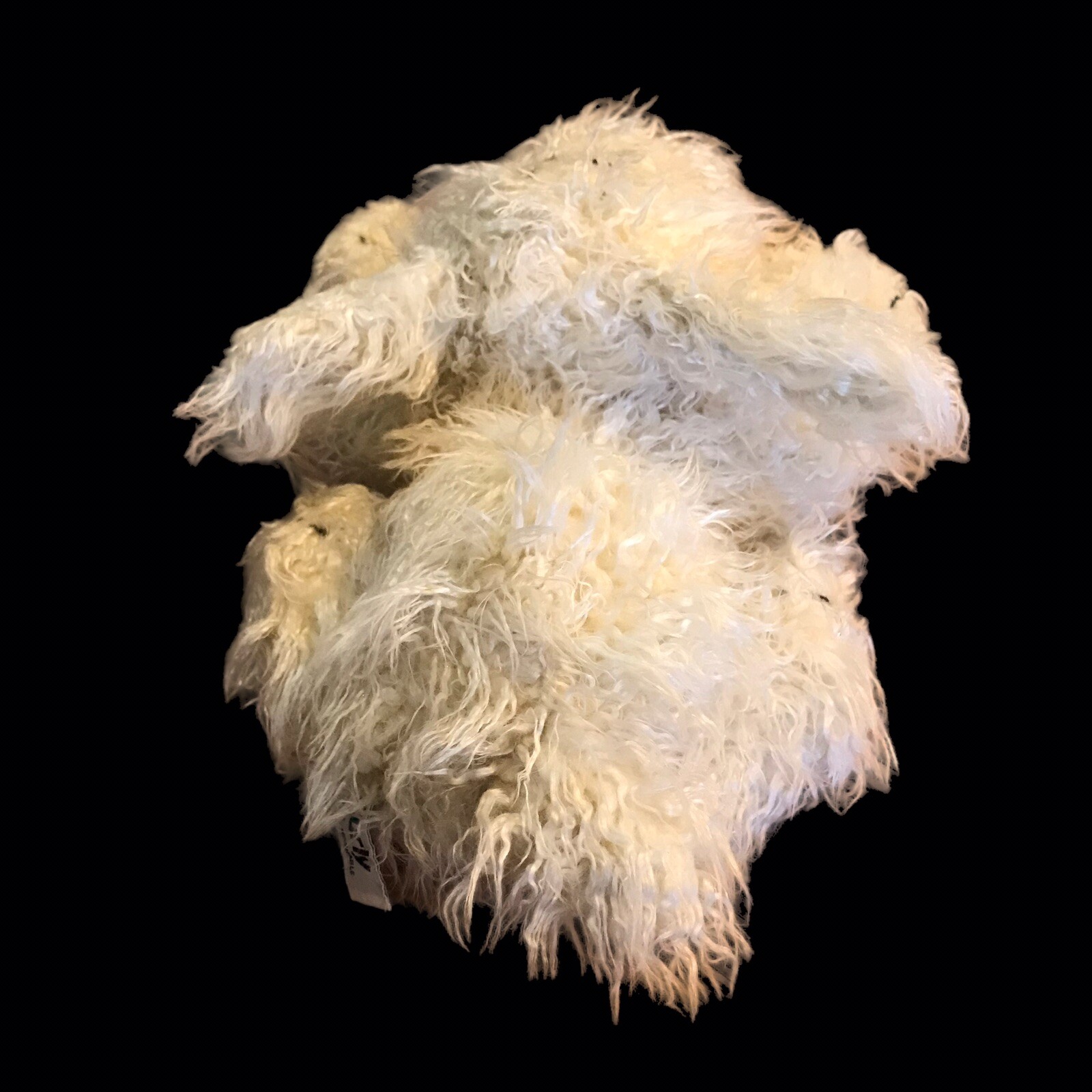 Russ CURLY White Dog Plush VTG Laying Flat Scruffy 10” | eBay