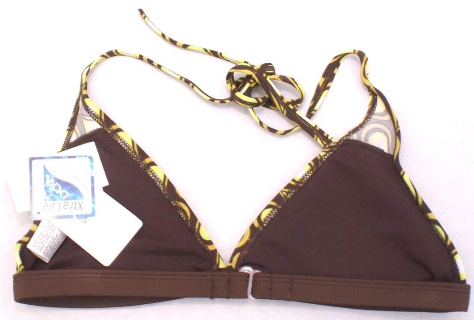 Speedo Brown Yellow Triangle Tie Back Bikini Top Swim Swimwear, Size 10 ...
