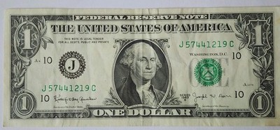 Joseph W Barr 1963B J C Kansas City BEP Note One Dollar Bill US ...