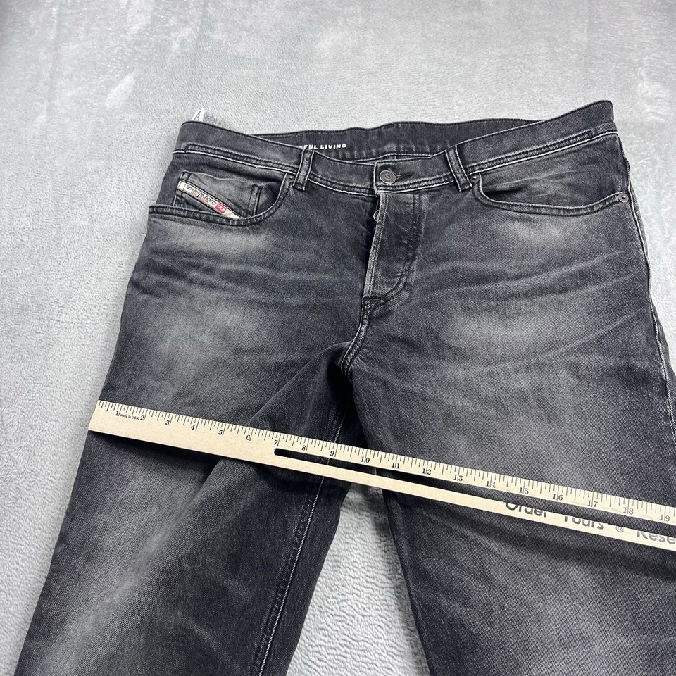 Diesel Mens 2023 D-FINITIVE Jeans Black Wash 09H43 Red Stitch Denim Sz ...