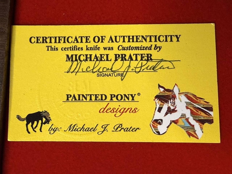 Michael Prater Painted Pony #6 Buck USA 50 Custom Folding Knife MOP COA ...