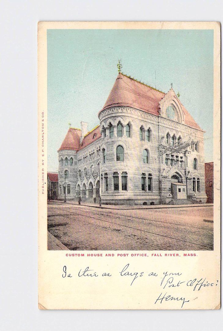 PPC Postcard MA Massachusetts Fall River Custom House Post Office ...