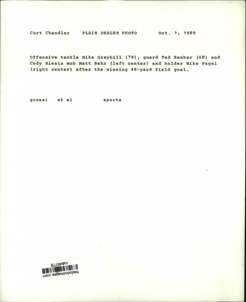 1989 Press Photo Mike Graybill, Ted Banker, Cody Riesin, Pagel-football ...