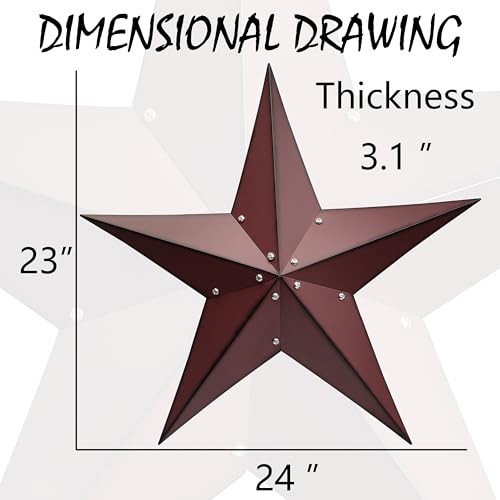 Qobumy 24" Rustic Metal Large Barn Star Wall Decor-Handmade Red Barn ...